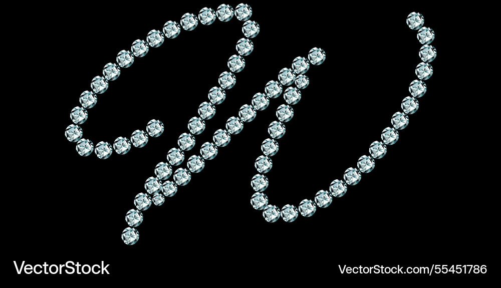Silver rhinestone diamonds alphabet letter w Vector Image