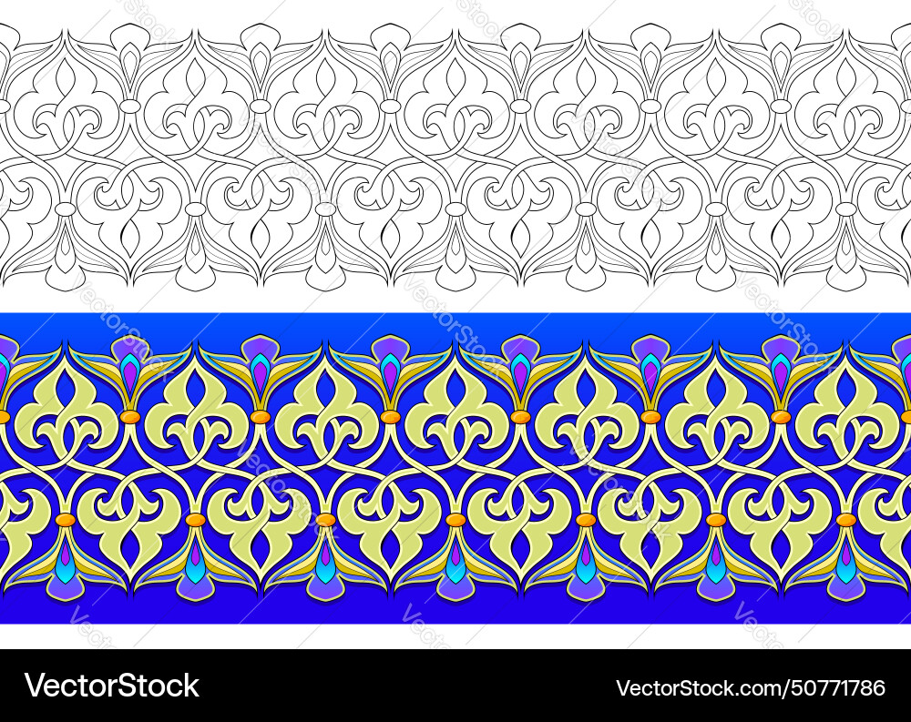 Traditional ancient arabic border design seamless Vector Image