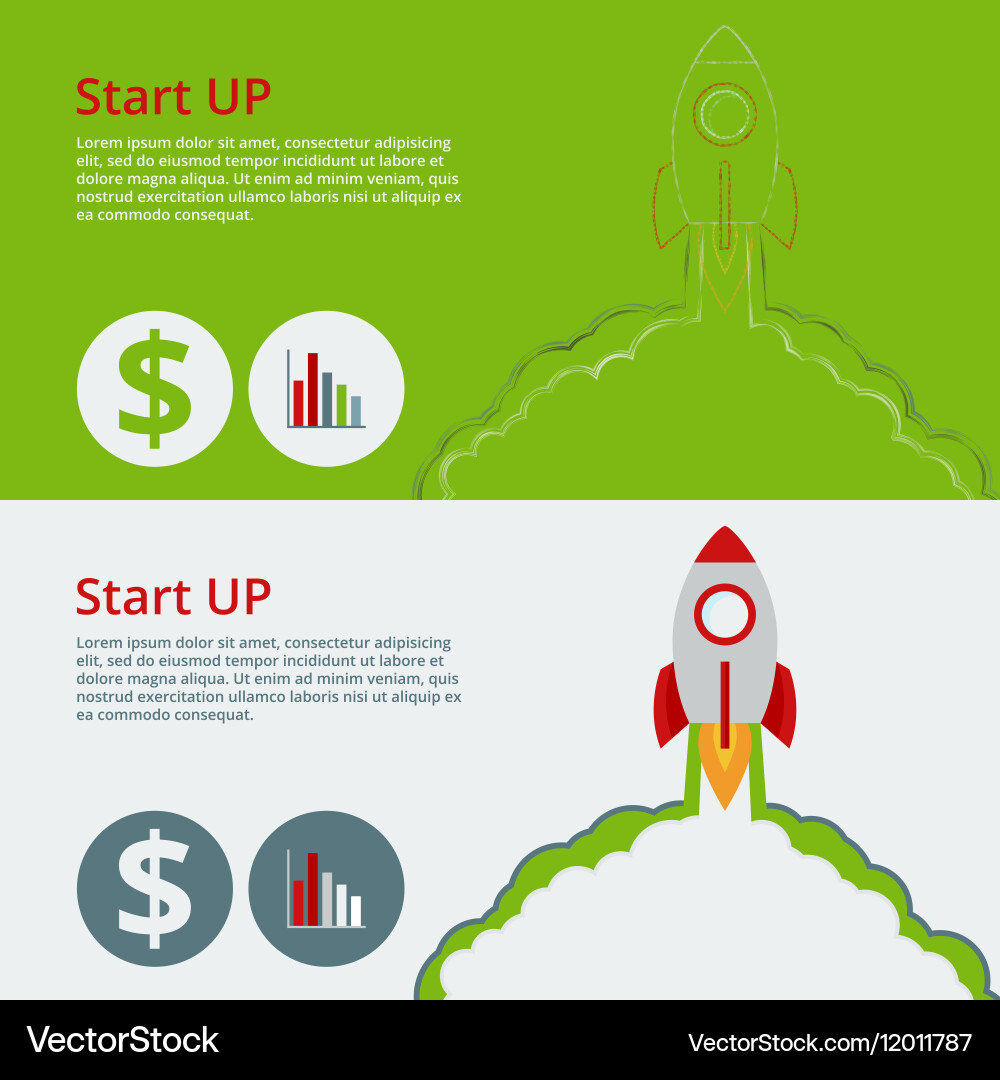 A flat design start up Royalty Free Vector Image
