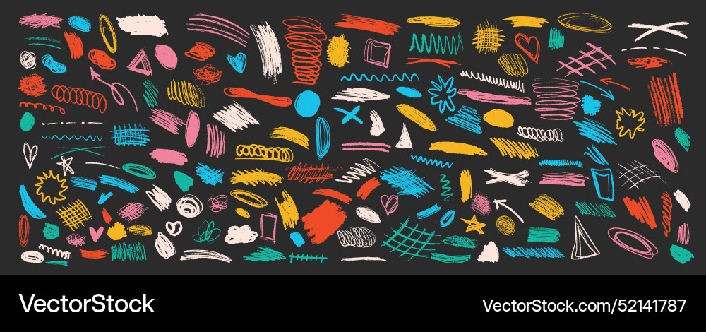 Abstract multicolored irregular strokes on black Vector Image