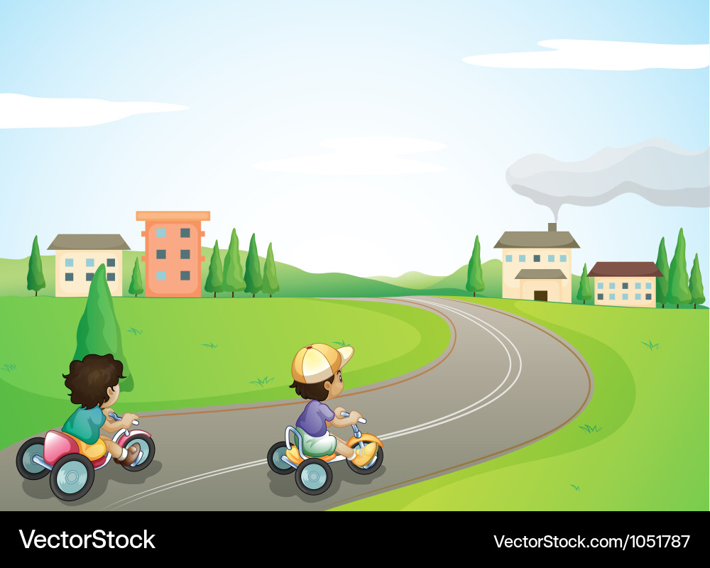 Kids and road Royalty Free Vector Image - VectorStock