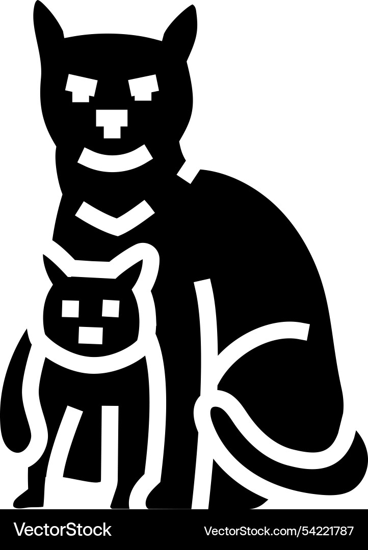 Kitten mother cat breeding glyph icon Royalty Free Vector