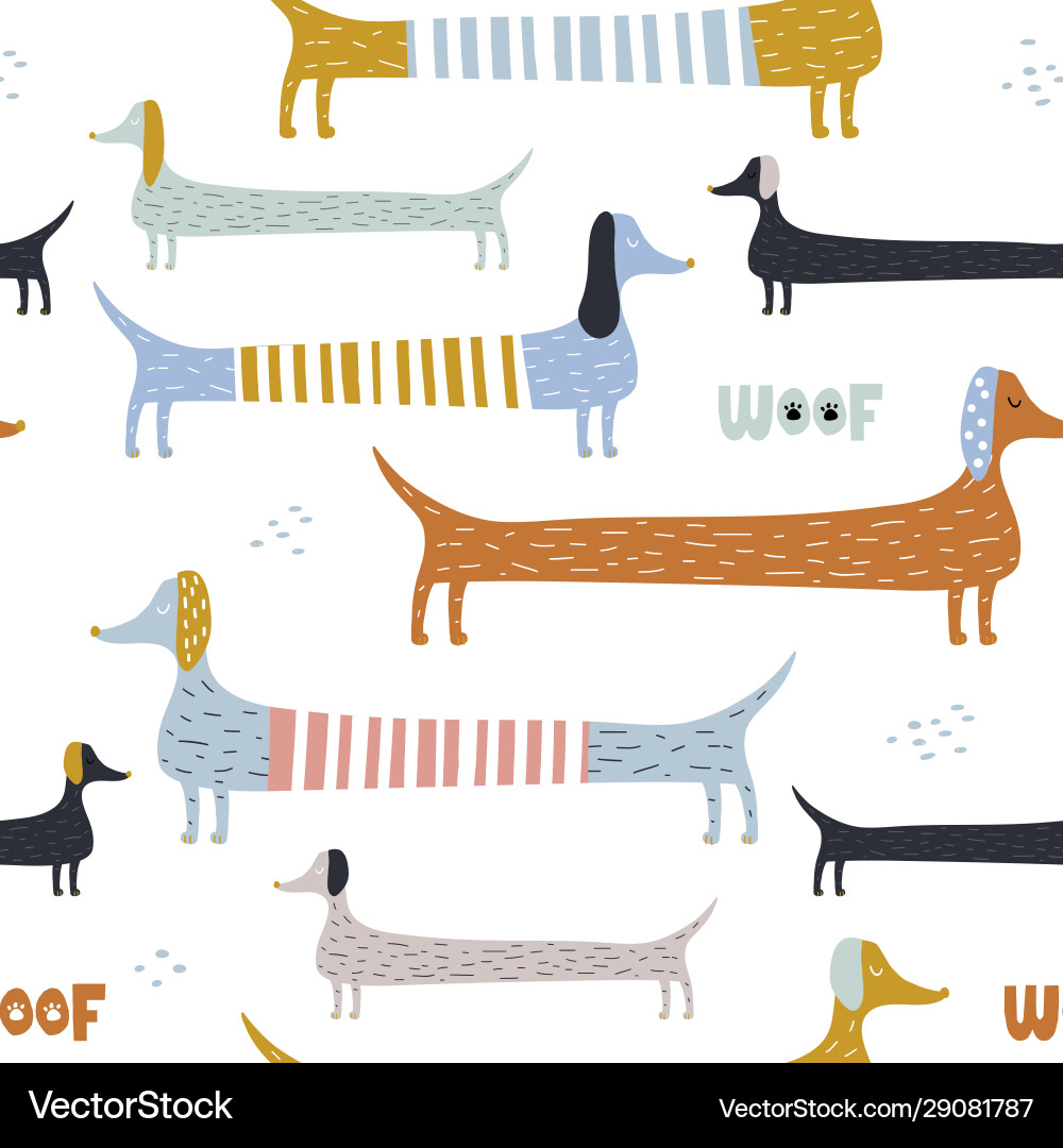Playful Dachshund Pattern Royalty Free Vector Image
