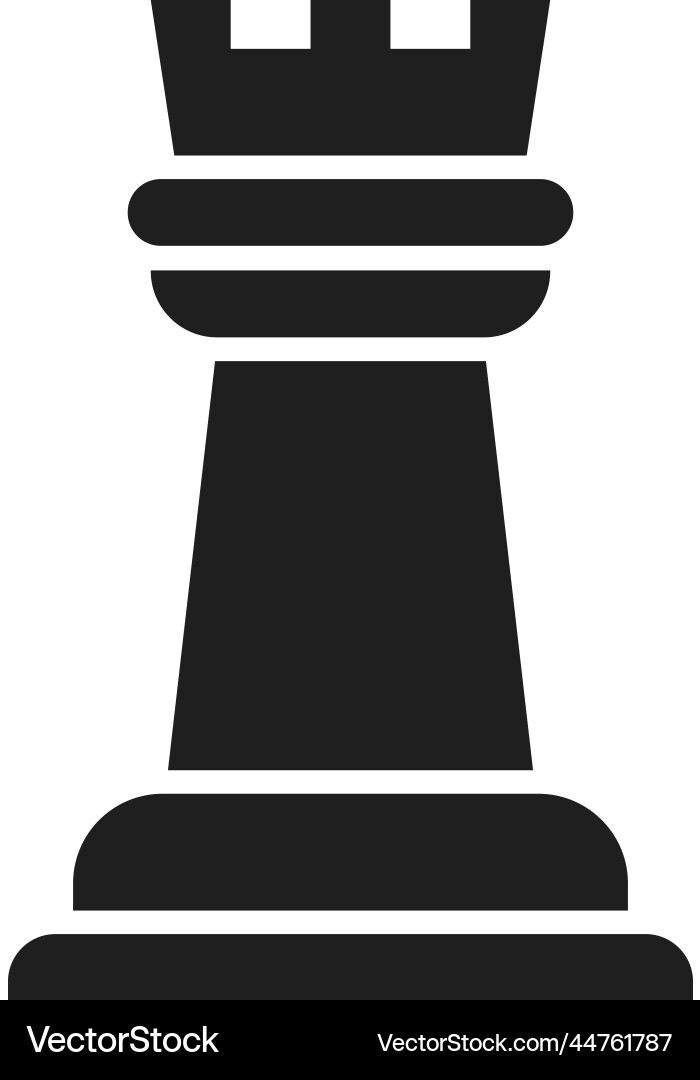 Rook chess piece black castle figure game icon Vector Image