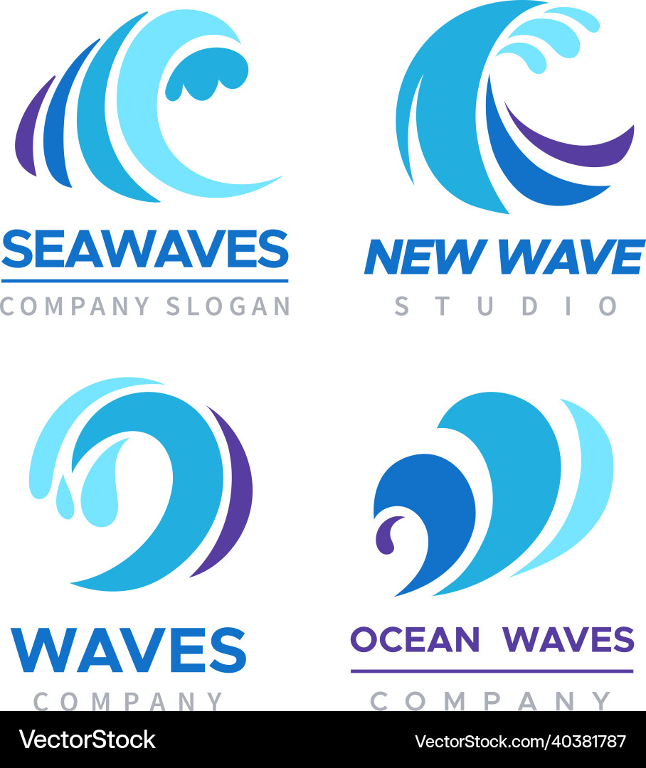 Sea wave logo ocean storm tide splashes Royalty Free Vector