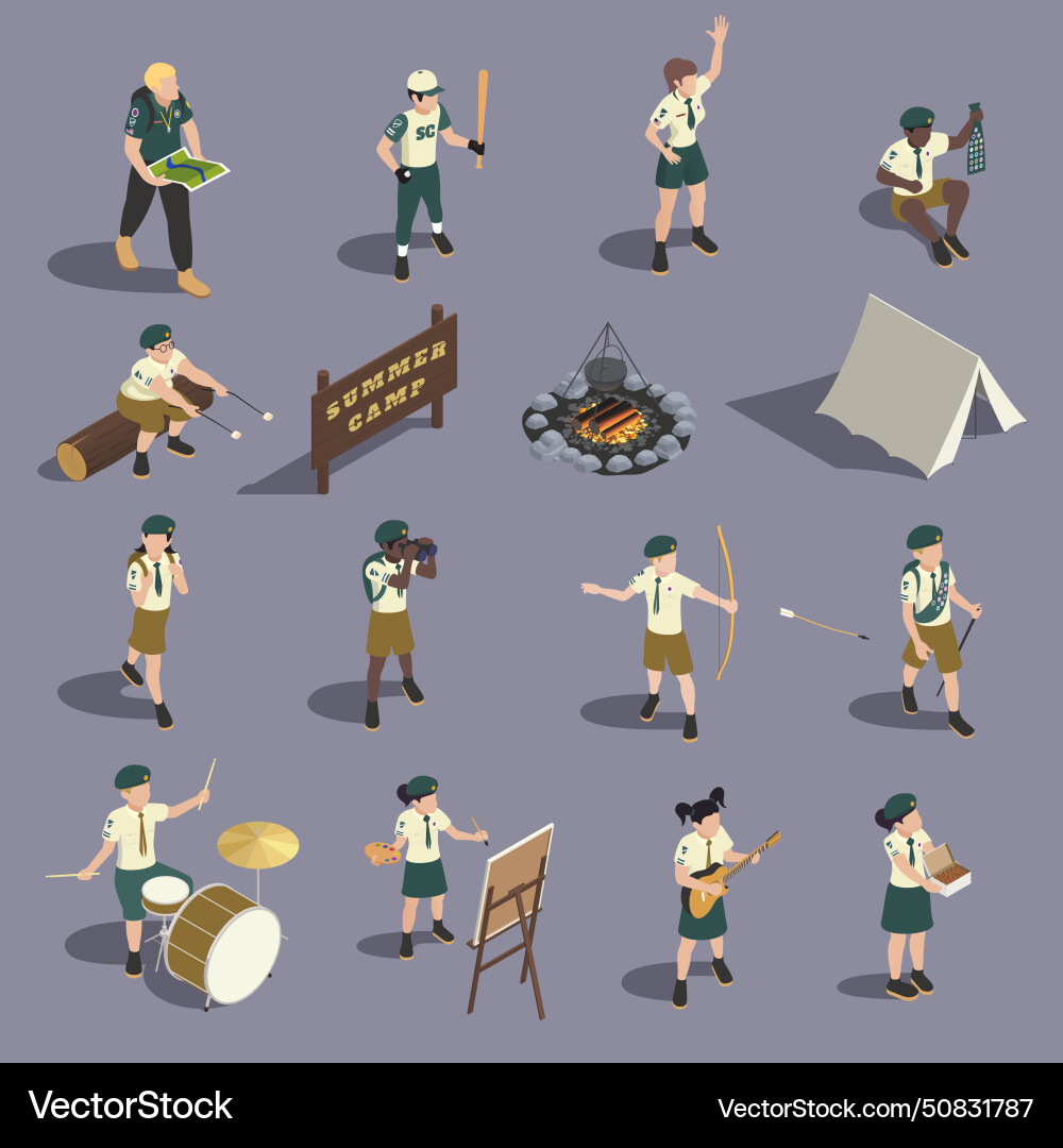 Summer camp set Royalty Free Vector Image - VectorStock