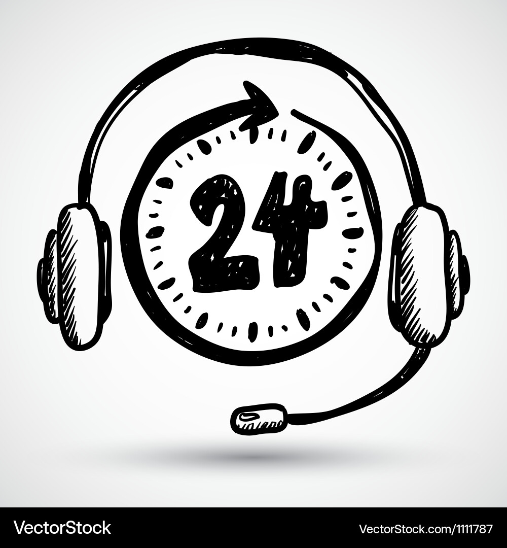 Support - around the clock or 24 hours Royalty Free Vector