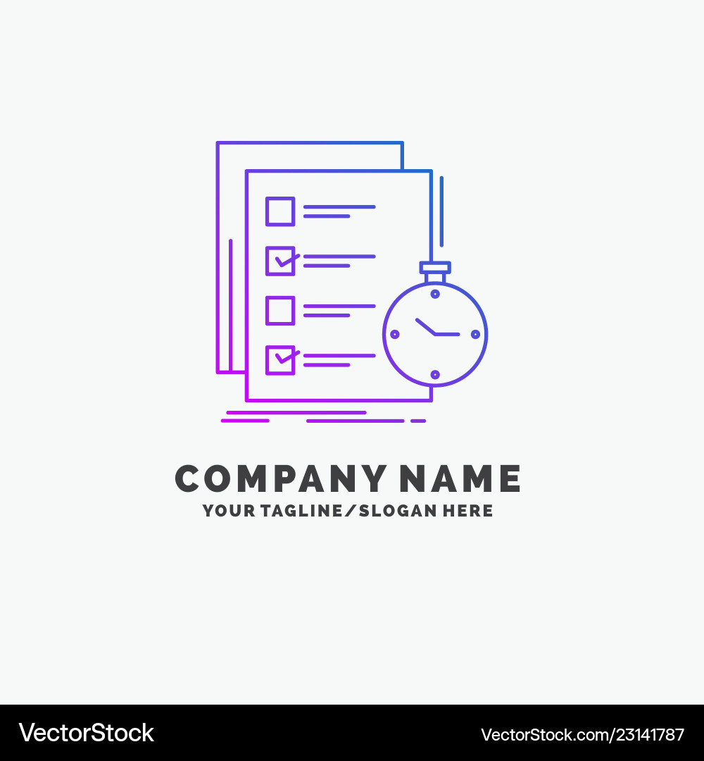 Todo task list check time purple business logo Vector Image