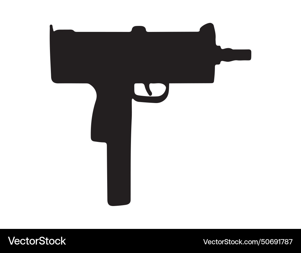 Uzi submachine gun silhouette art Royalty Free Vector Image