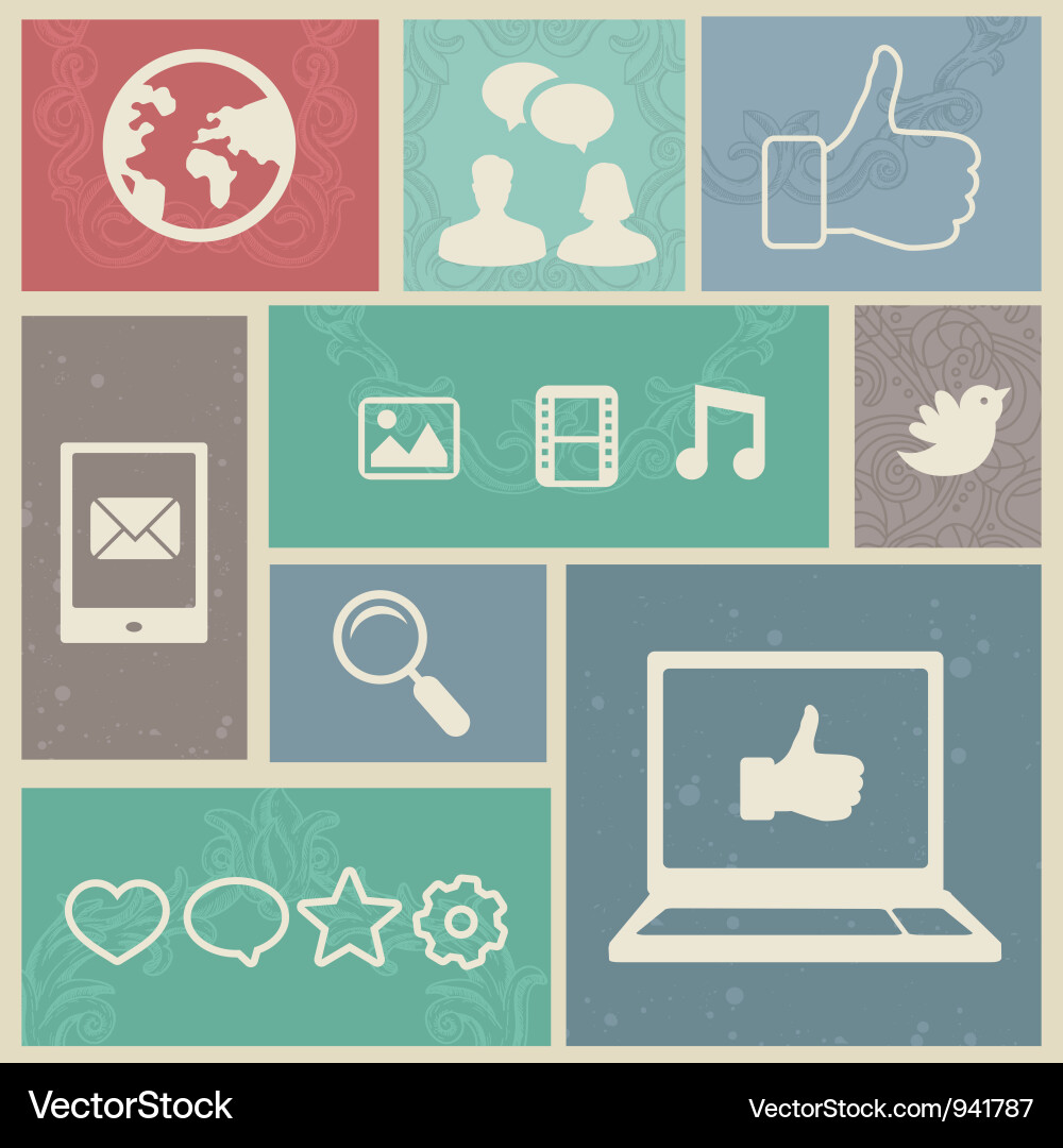 Vintage Social Media Labels Royalty Free Vector Image