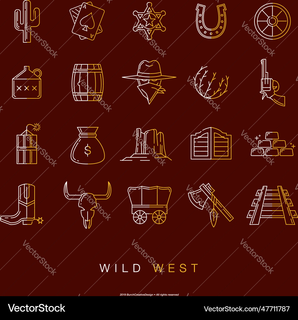 Wild west icon set Royalty Free Vector Image - VectorStock