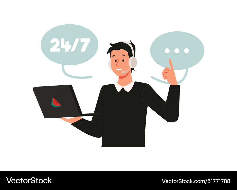 A young male call center Royalty Free Vector Image