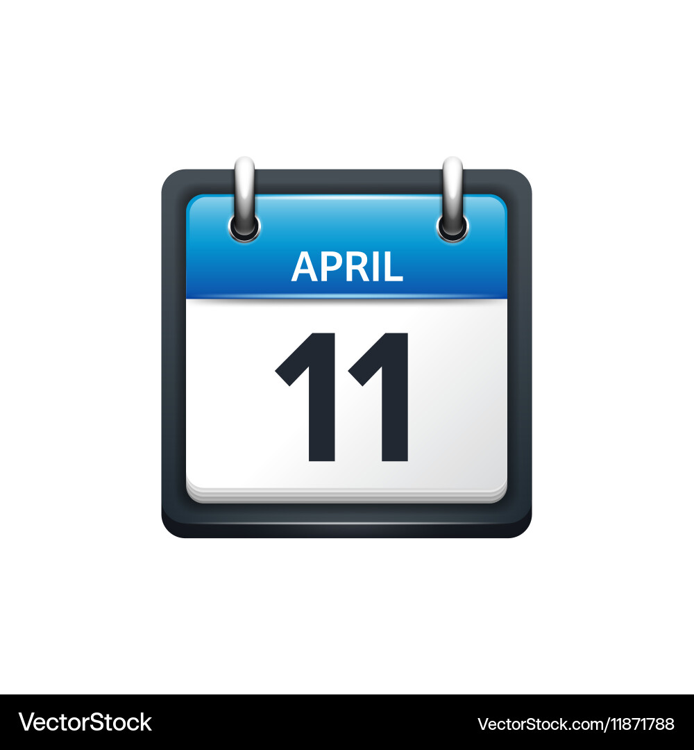 April 11 calendar icon flat Royalty Free Vector Image