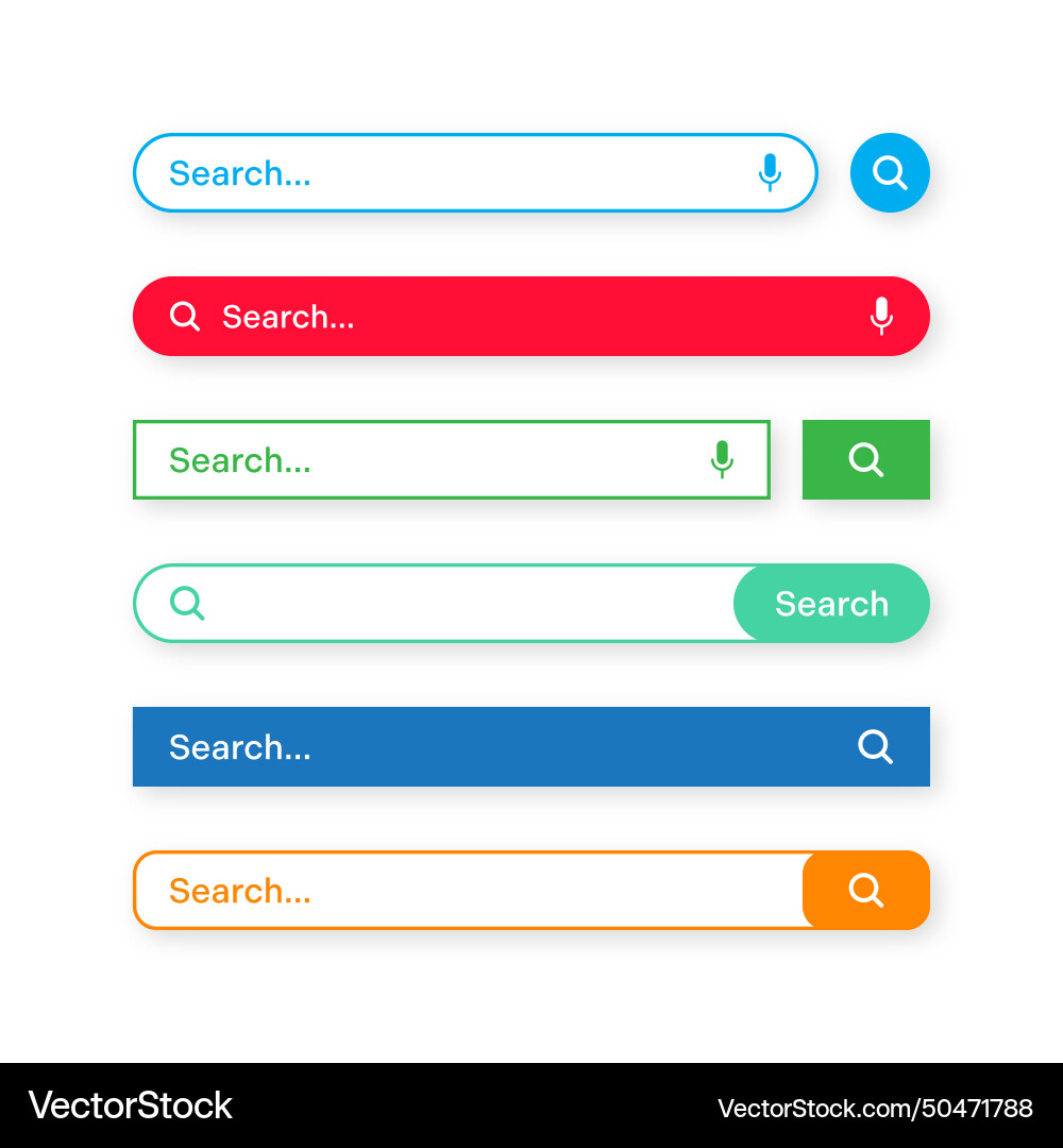 Colorful search bar templates internet browser Vector Image