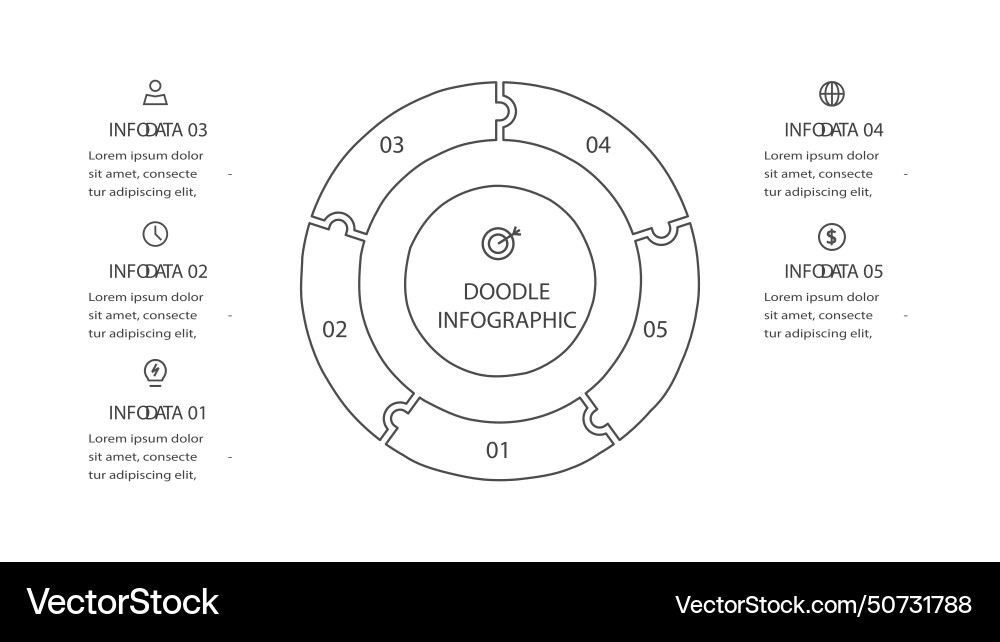Doodle infographic elements with 5 options Vector Image