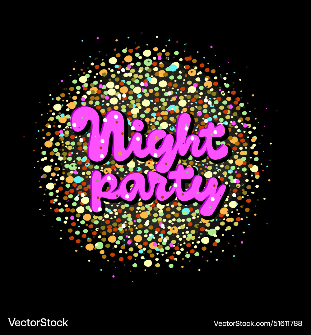 Night party glowing circle on black background Vector Image