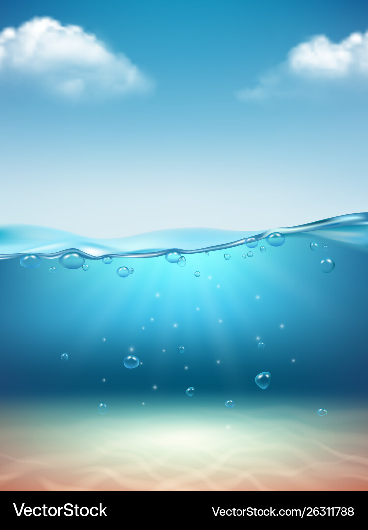 Ocean Landscape - Underwater Flowing Water Vector Image