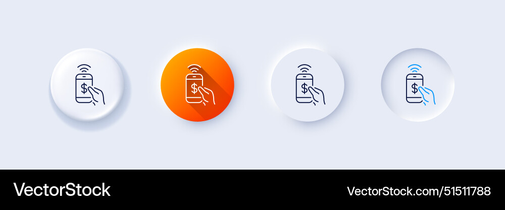 Phone payment line icon dollar pay sign Royalty Free Vector