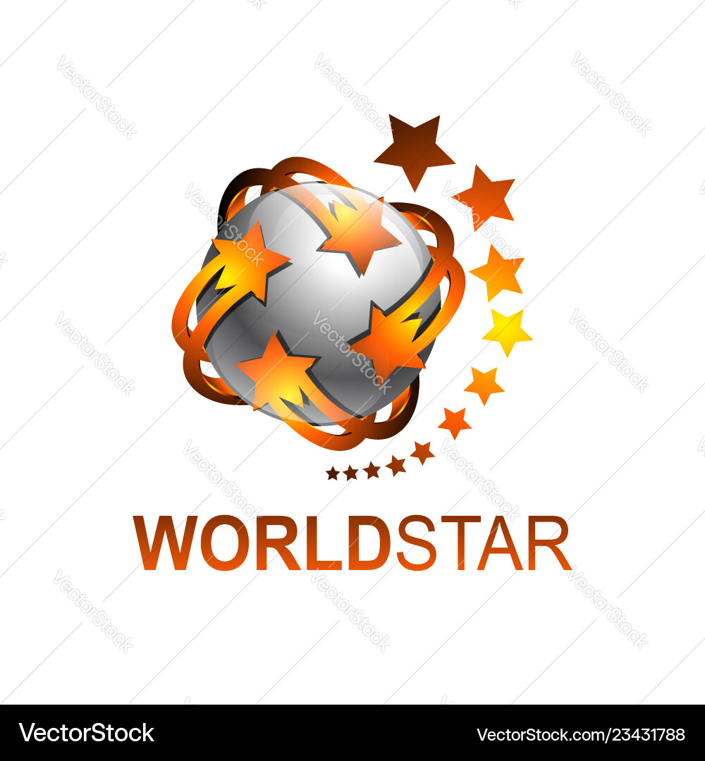 Sphere rotate world star logo template Royalty Free Vector