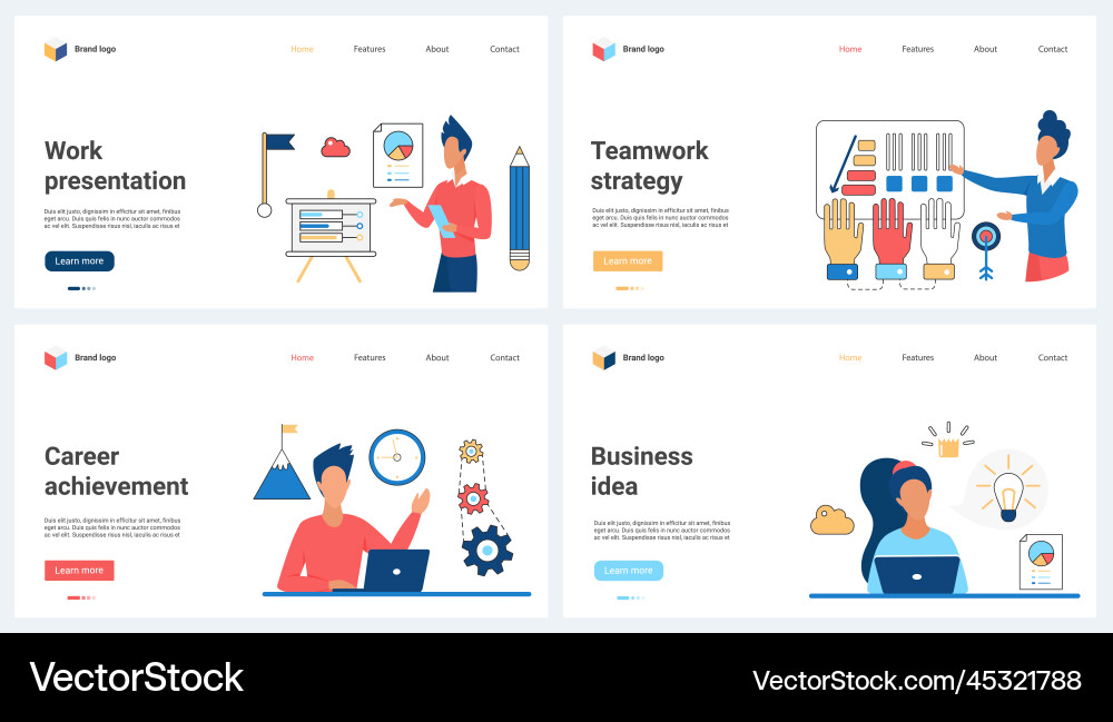 Team strategy presentation and work on business Vector Image