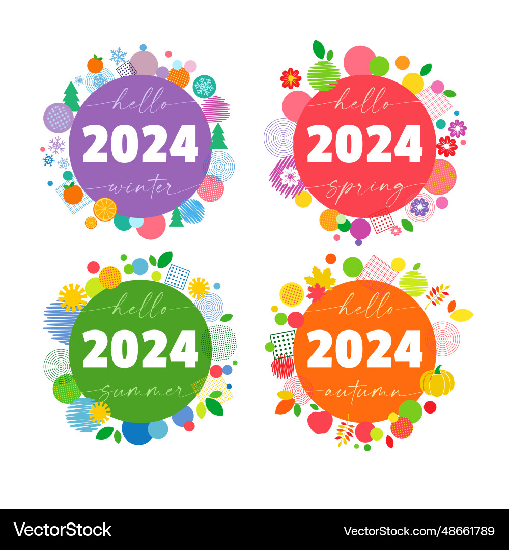 2024 advertising seasons labels Royalty Free Vector Image