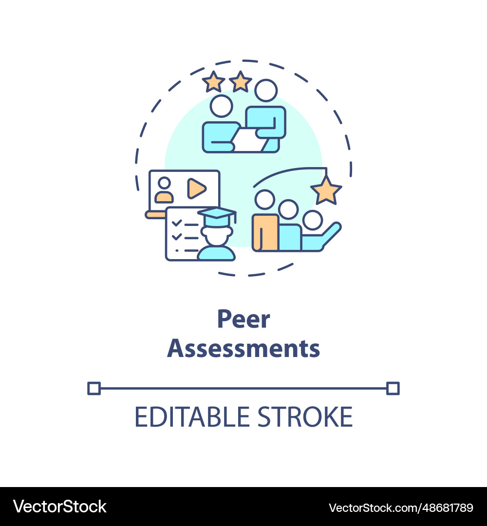 2d colorful thin linear icon peer assessments Vector Image