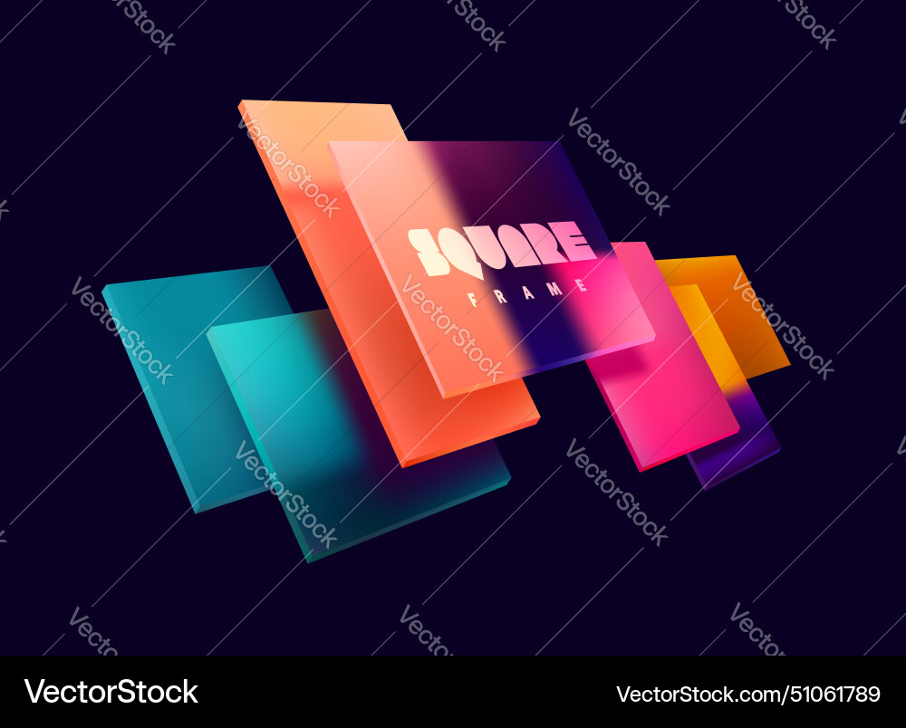 3d colorful squares and rectangles in glass Vector Image