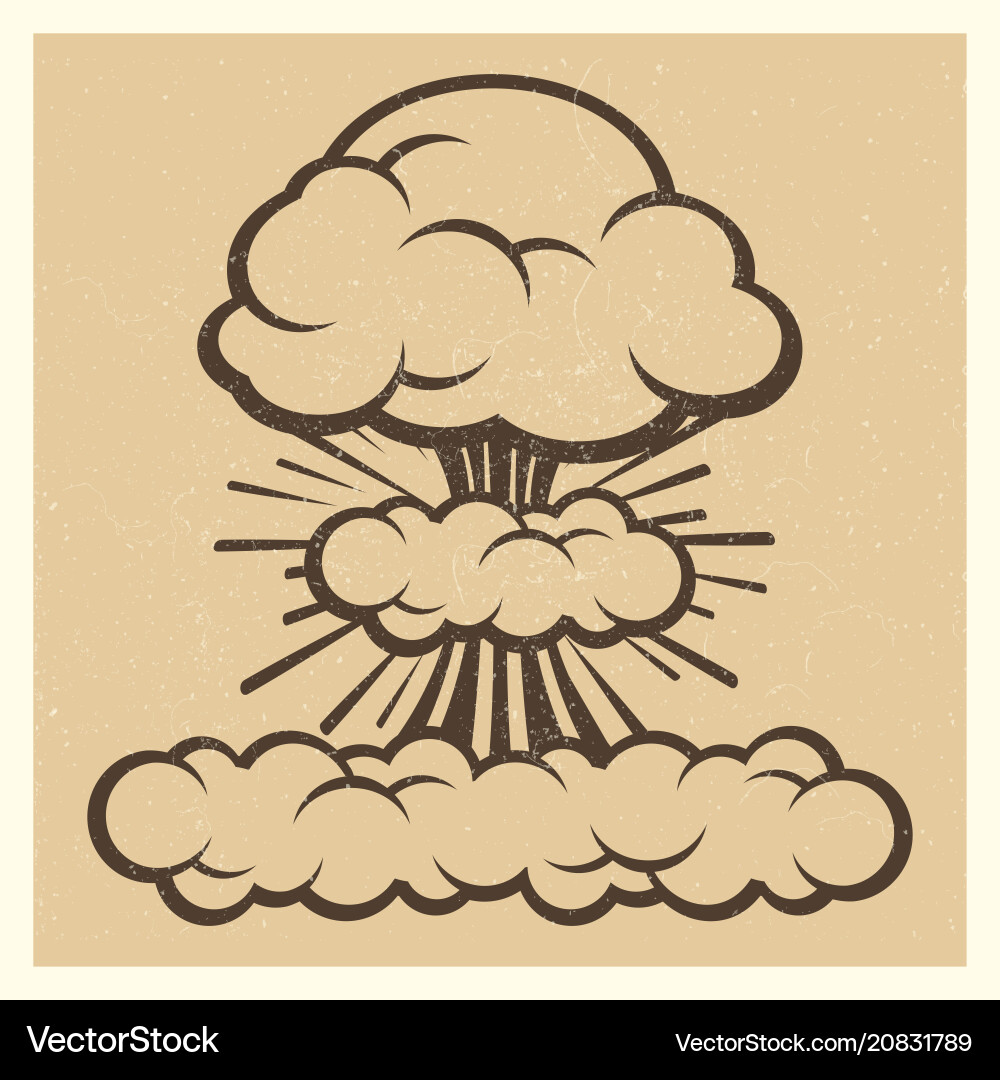 Big explosion sketch drawing vintage element Vector Image