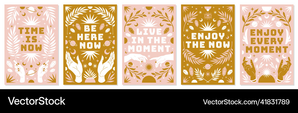 Boho celestial posters with inspirational Vector Image