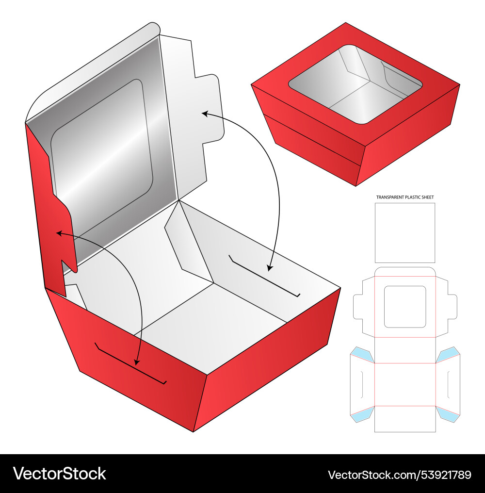 Box Verpackung Stanzschablone Design 3d Mock-up Vektorbild