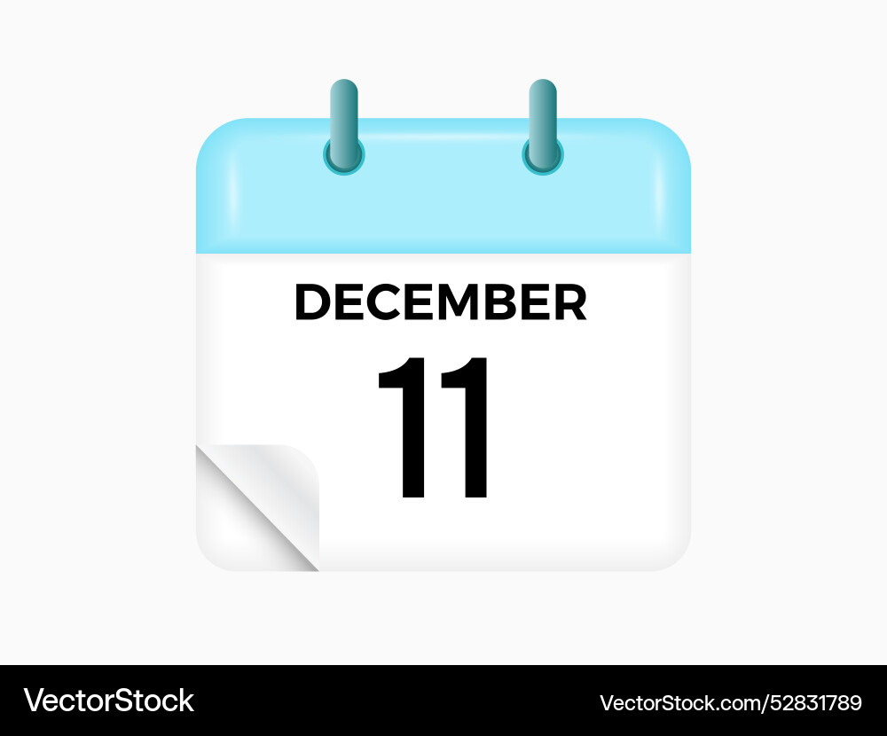 December 11 - calendar and time planner daily Vector Image