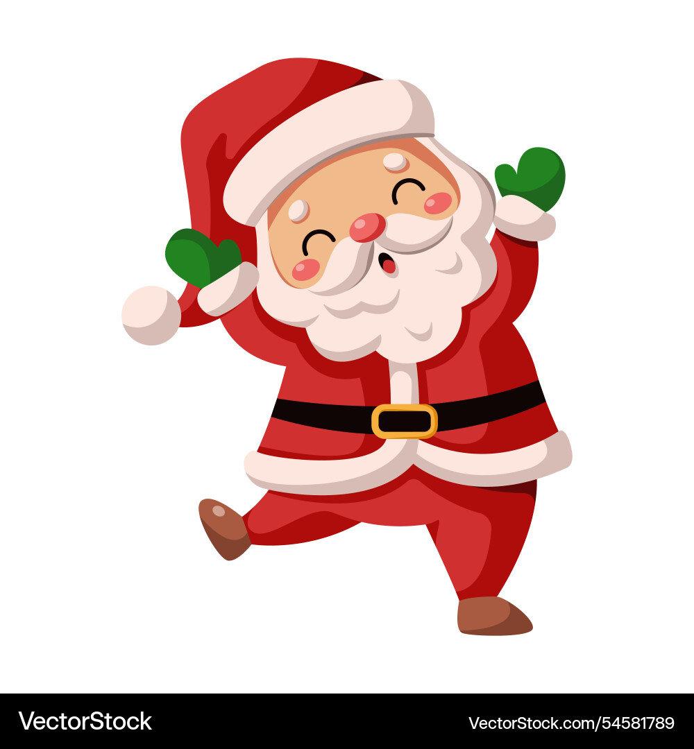 Happy santa claus dancing on christmas flat Vector Image