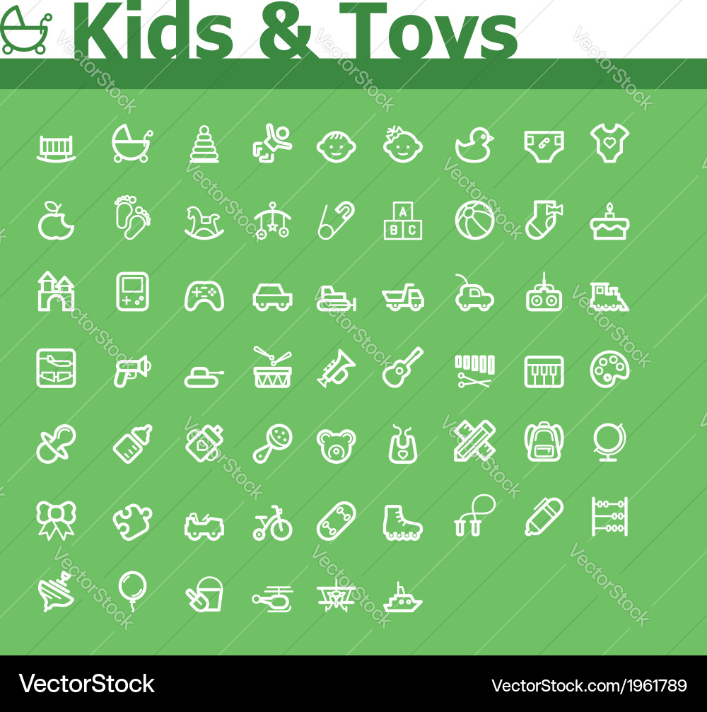 Kids and toys icon set Royalty Free Vector Image
