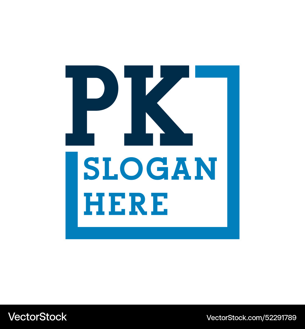 Minimal initials logo letters p and k pk initial Vector Image