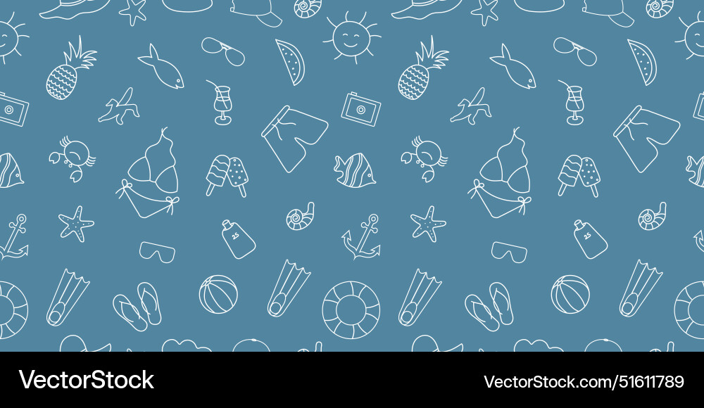 Summer seamless pattern hand-drawn in doodles Vector Image