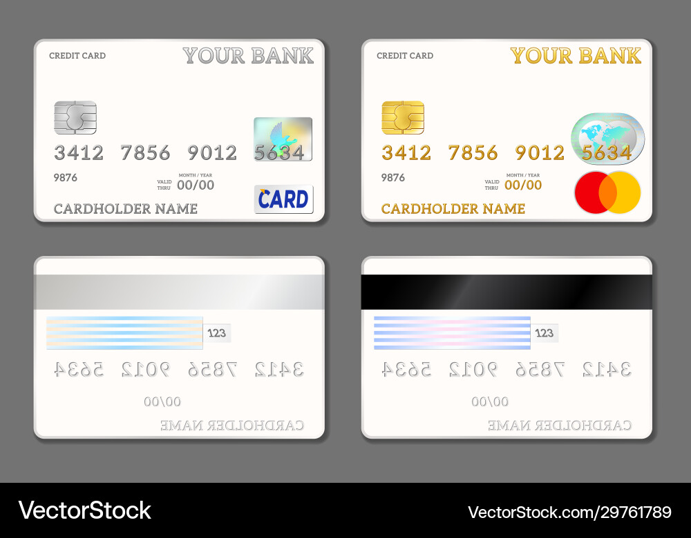 Template credit cards white color front and back Vector Image