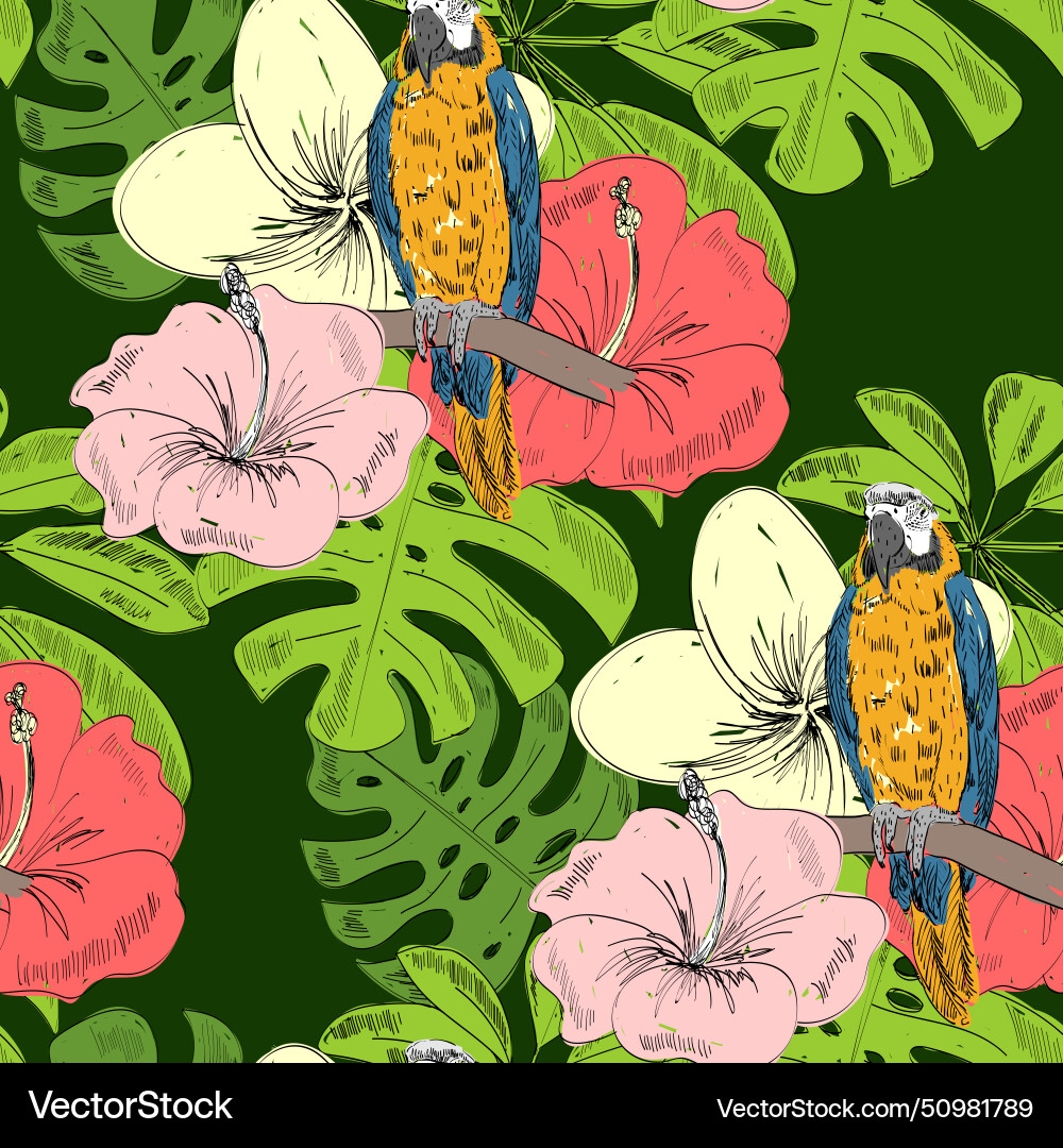 Tropical seamless pattern Royalty Free Vector Image