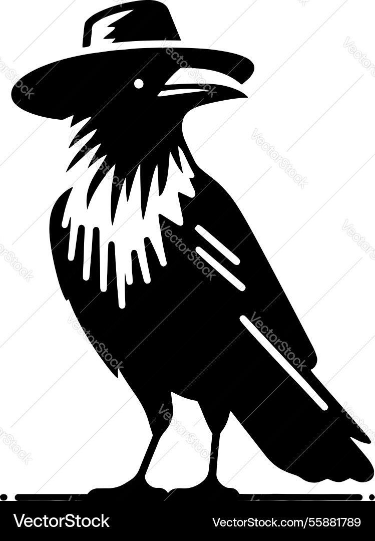 Western raven with hat logo Royalty Free Vector Image