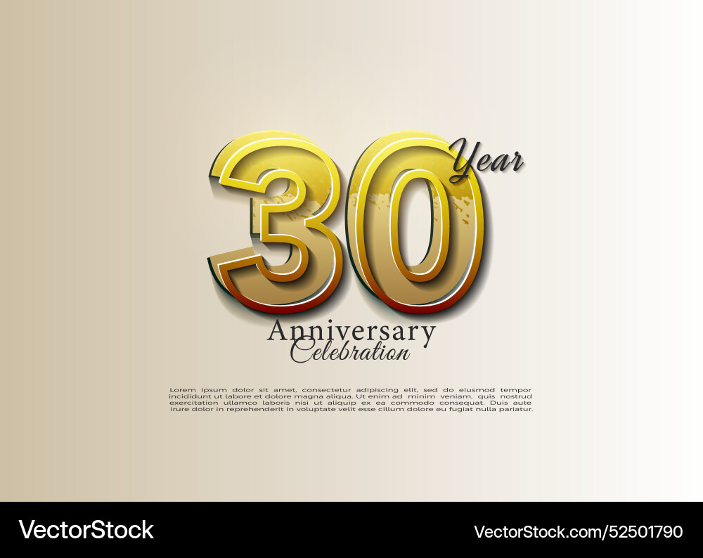 30th anniversary with simple and unique numbers Vector Image