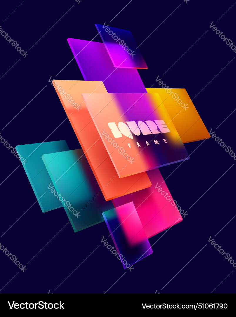 3d colorful squares and rectangles in glass Vector Image