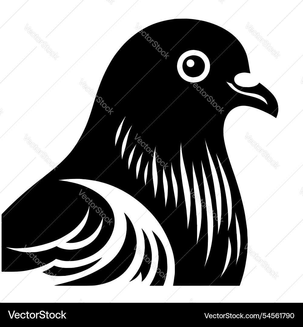 Black and white pigeon profile Royalty Free Vector Image