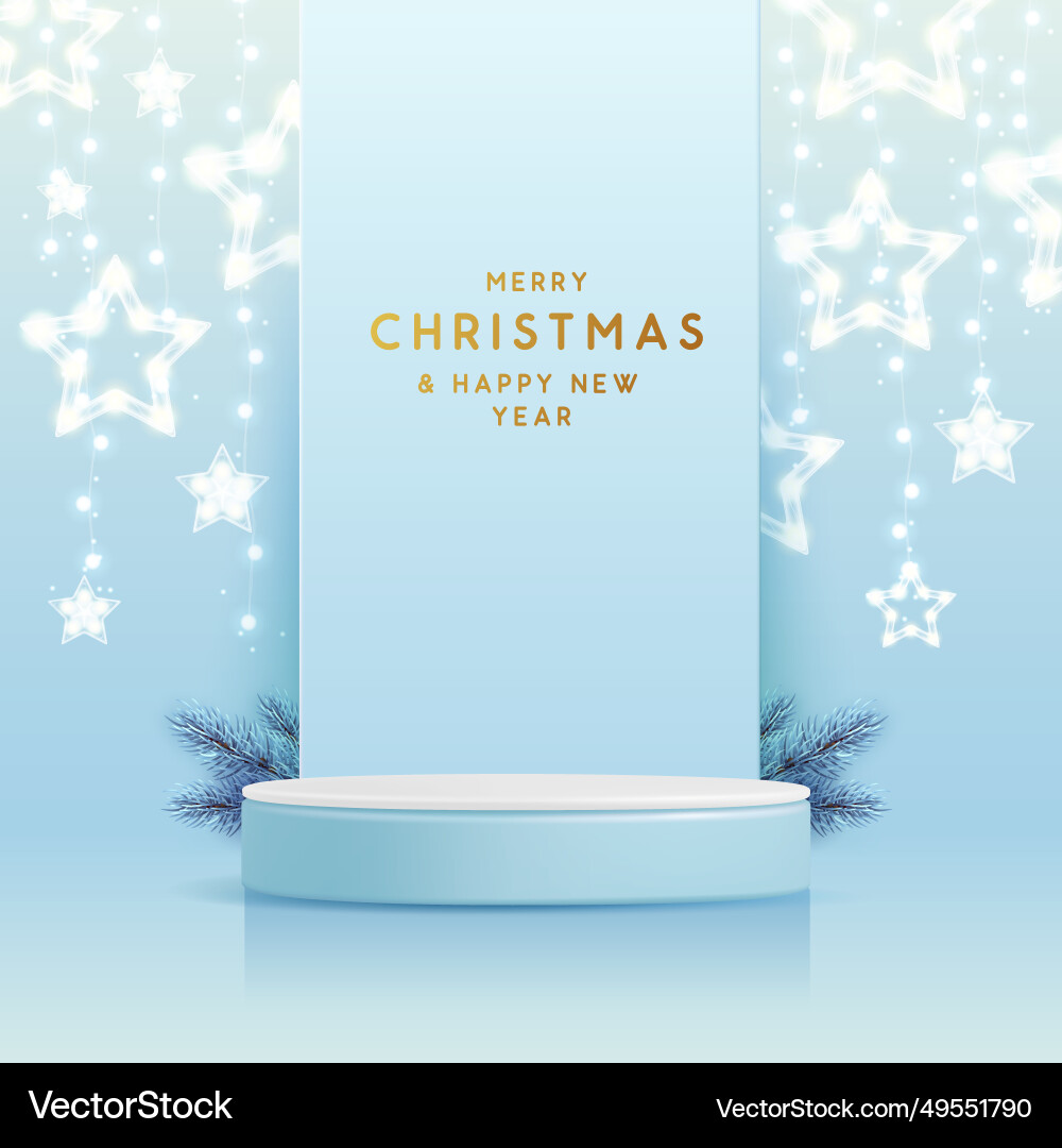 Christmas showcase background with 3d podium Vector Image