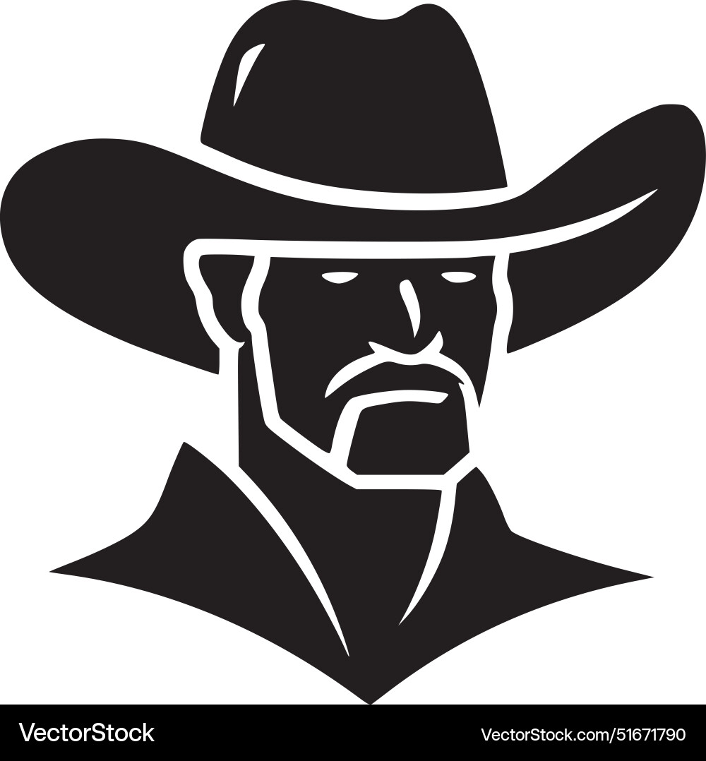Cowboy - minimalist and flat logo Royalty Free Vector Image