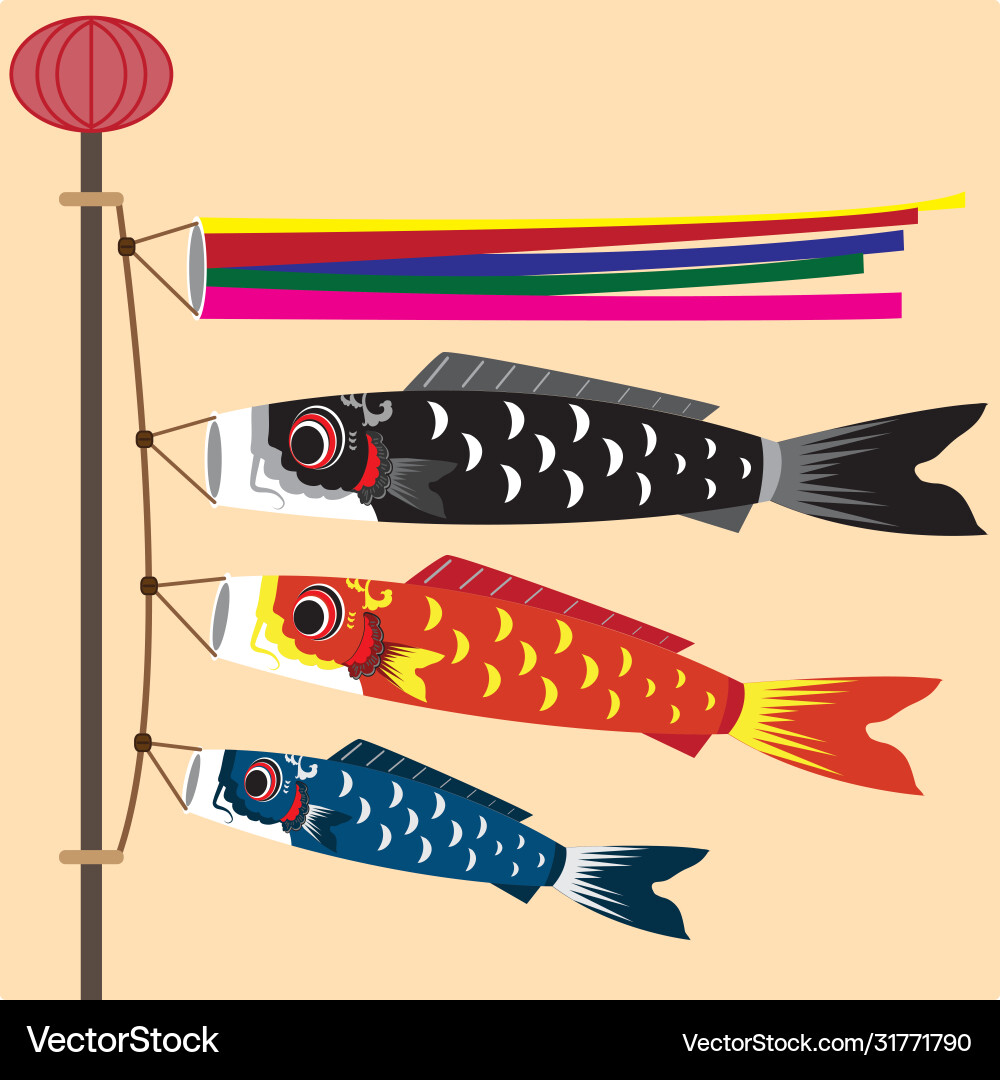 Fish koi flags japanese koinobori Royalty Free Vector Image