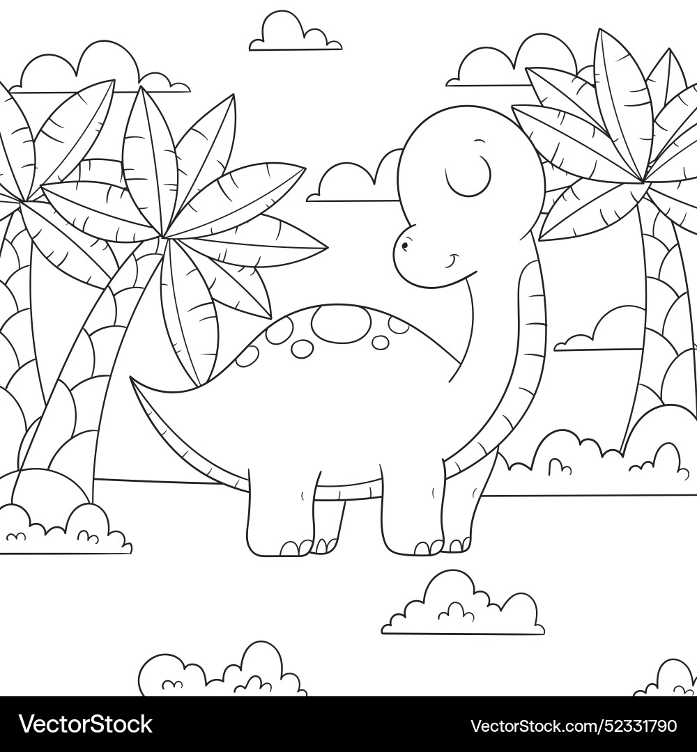 Hand drawn dinosaur coloring book Royalty Free Vector Image