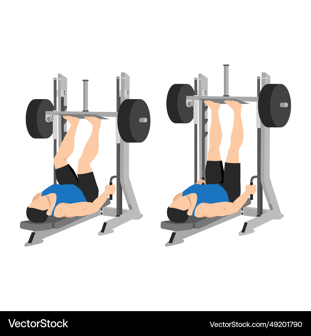 Man doing smith machine leg press exercise Vector Image