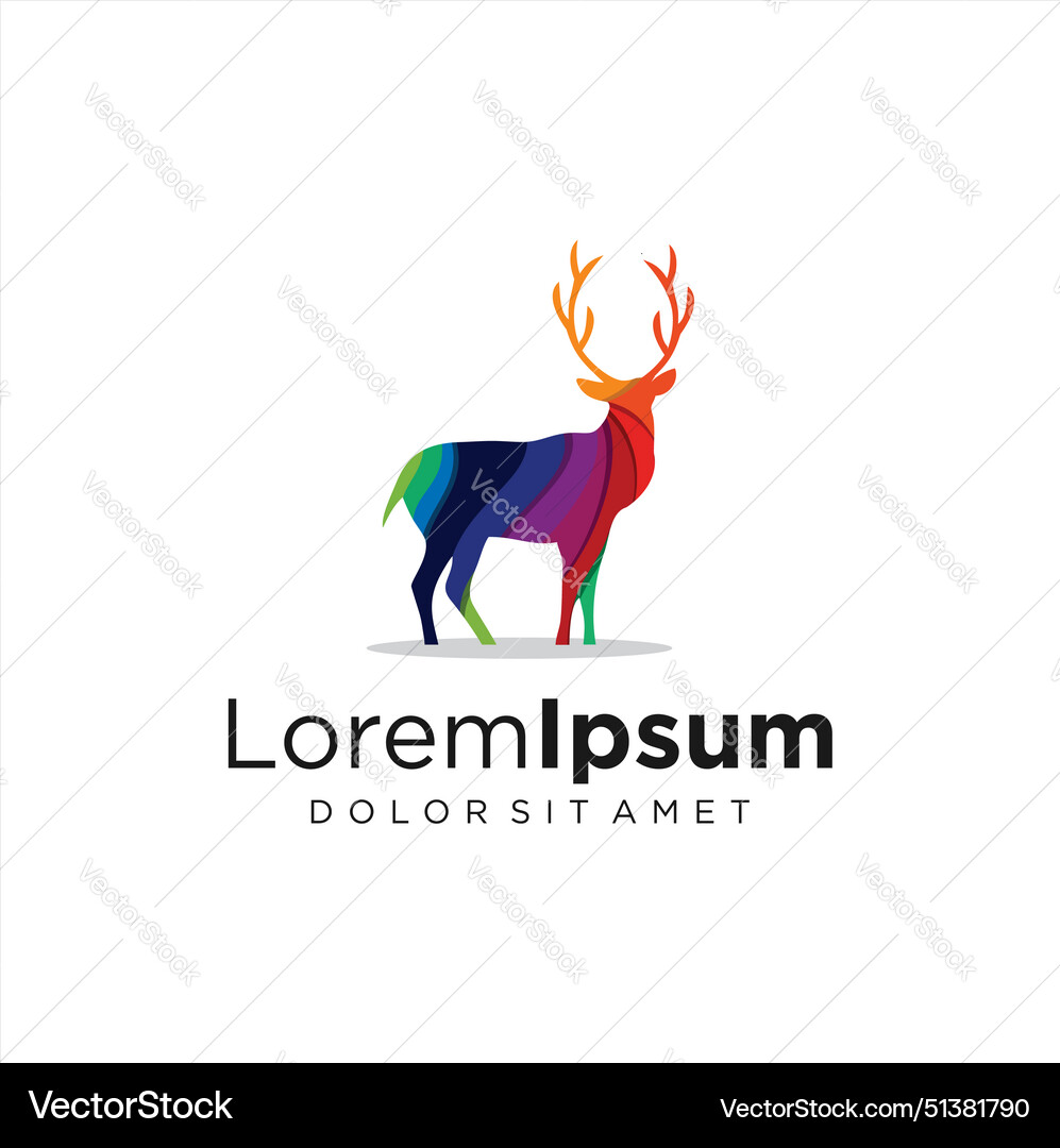 Modern abstract deer logo elk gradient colorful Vector Image