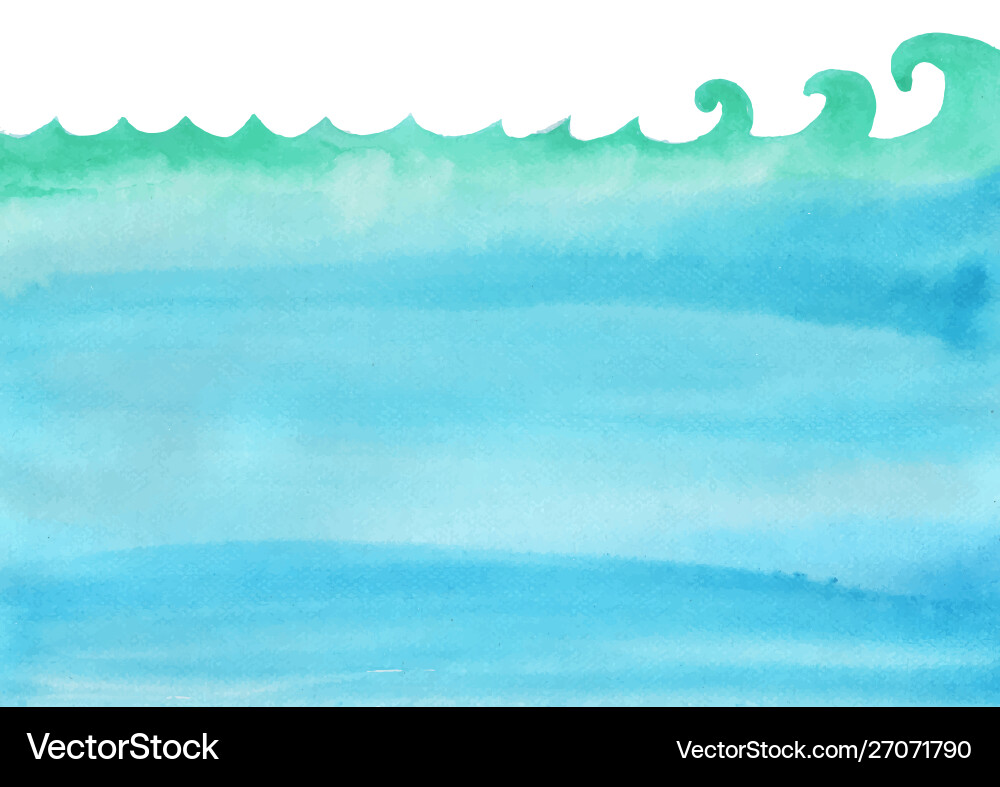 Ocean wave and under sea watercolor background Vector Image