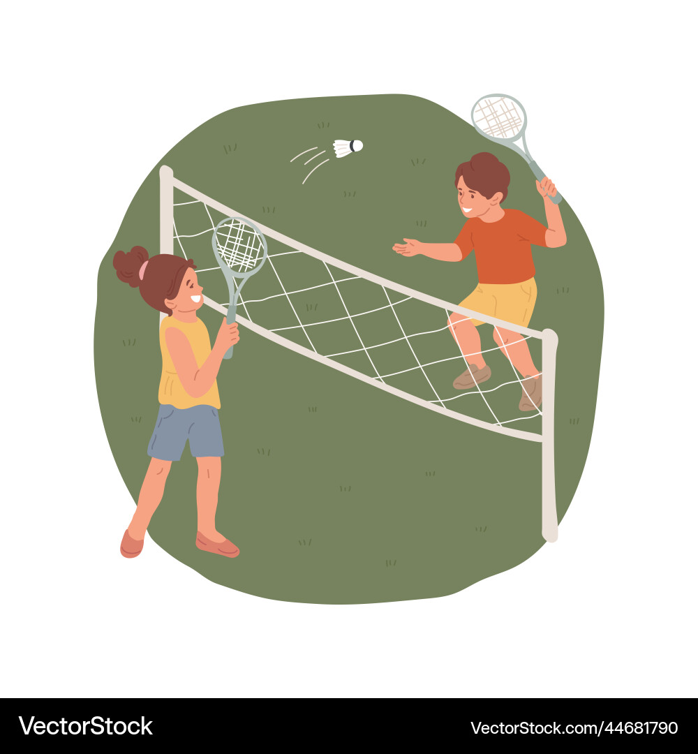 Playing badminton isolated cartoon Royalty Free Vector Image