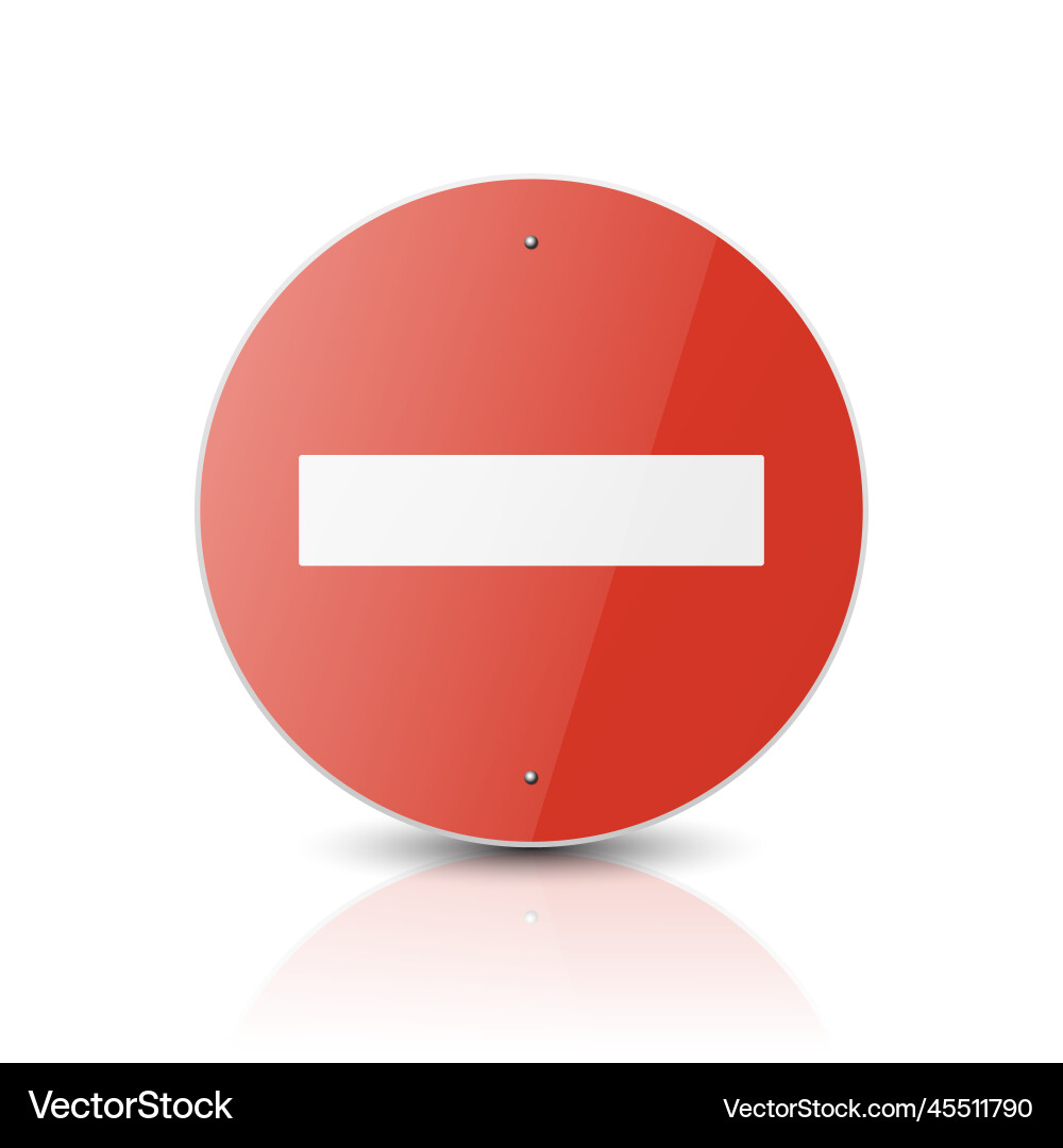 White and red round glossy prohibition stop Vector Image